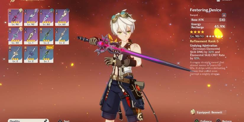 Genshin Impact: The Best Weapons For Bennett