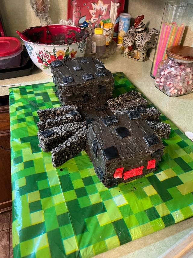 Aunt Bakes Minecraft Spider Cake for Her Niece's 6th Birthday