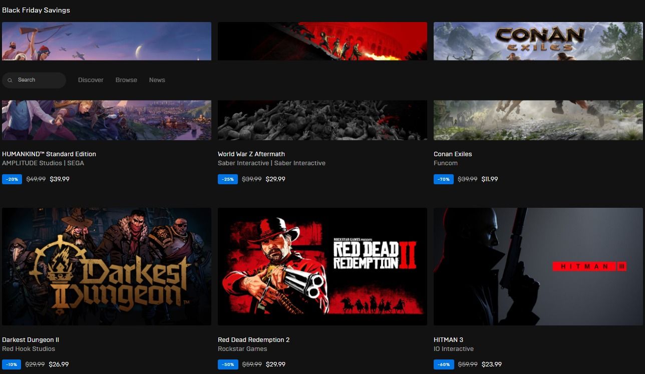 Epic Games Store Black Friday 2021 Sale is Live