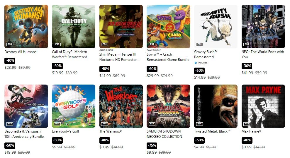 PlayStation Store Sale Discounts Remasters and Retro Games