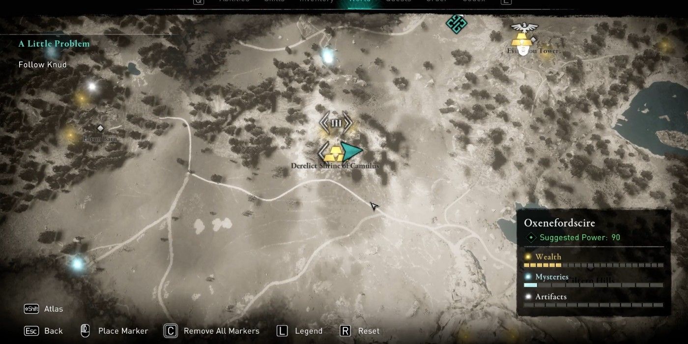 Assassin's Creed Valhalla: Derelict Shrine of Camulus Wealth Key Locations