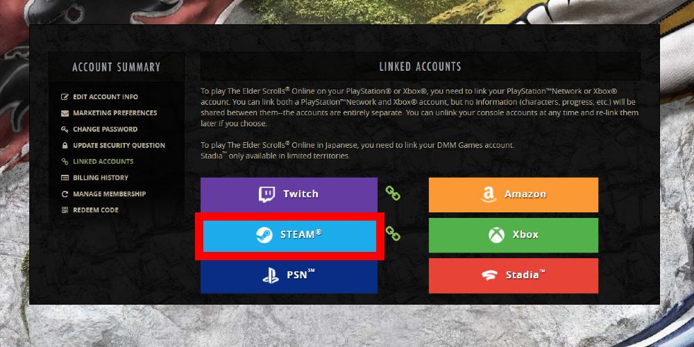 Elder Scrolls Online: How To Link Your Account To Steam