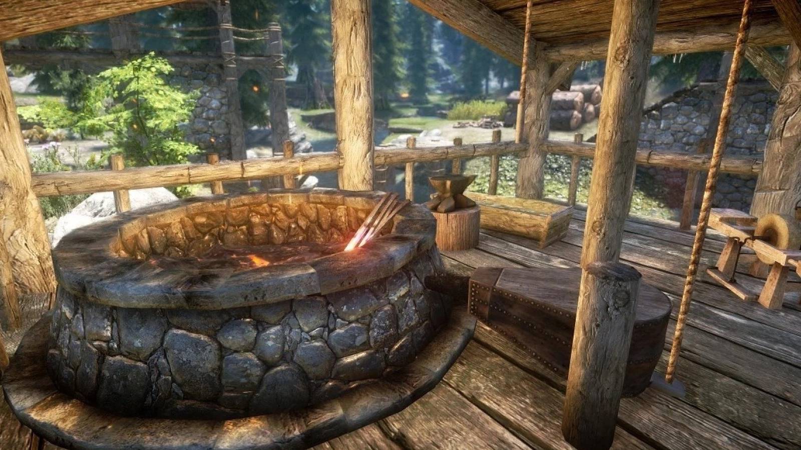 Skyrim Blacksmith Spotted Standing in Forge