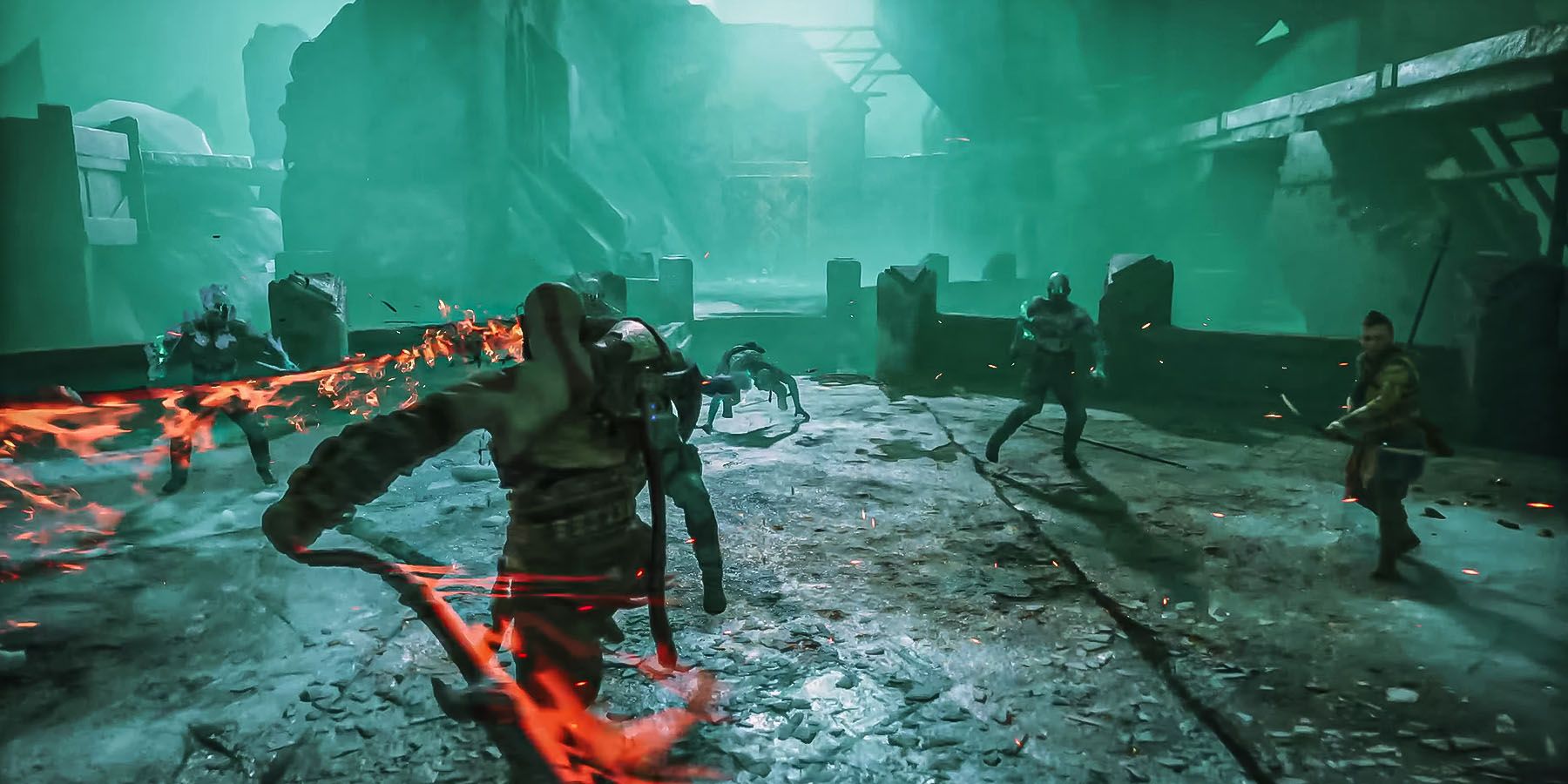 God Of War Combat Gameplay With Kratos And Atreus Gamespot