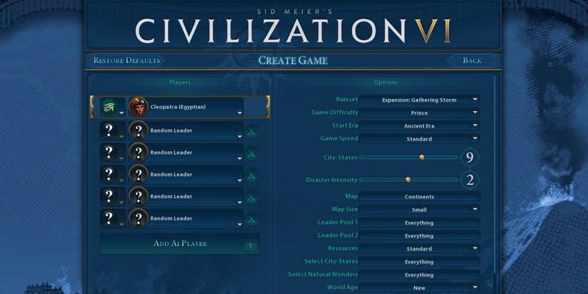 Civilization 6: How To Set Up A Game