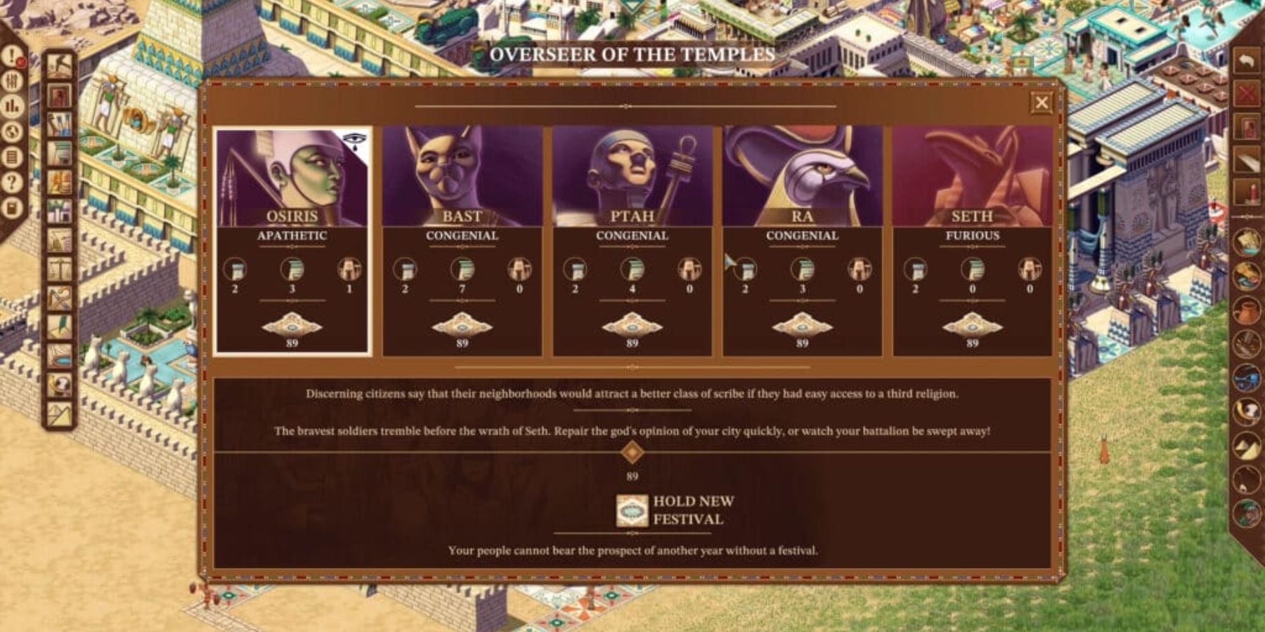 Pharaoh: A New Era - Best Gods To Appease First