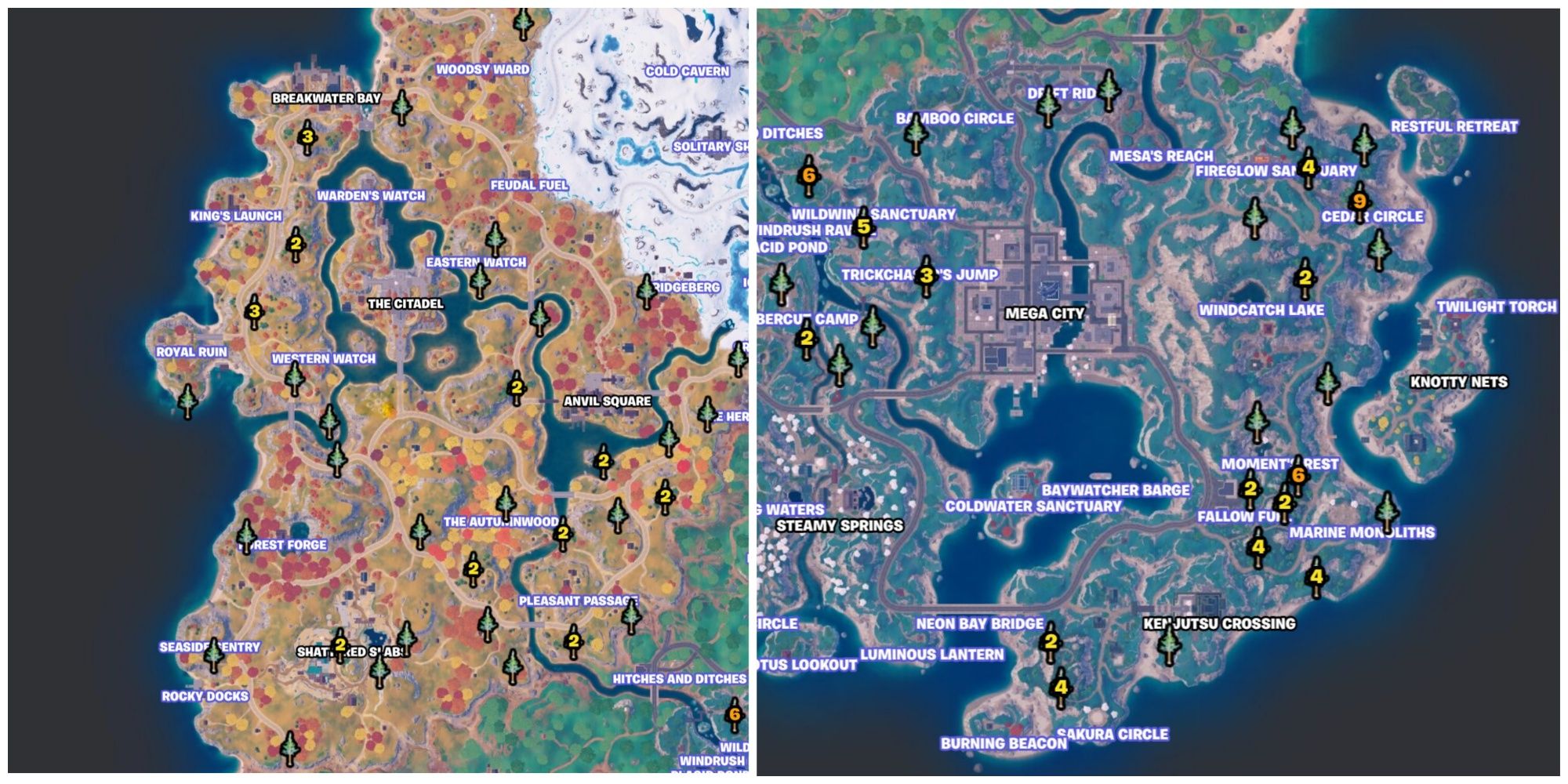 Fortnite: Timber Pine Locations (Chapter 4 Season 2)