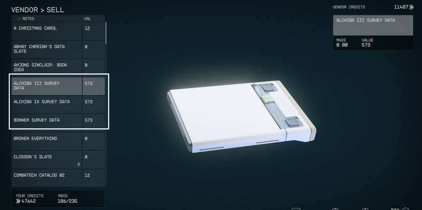 Starfield: How to Sell Survey Slates