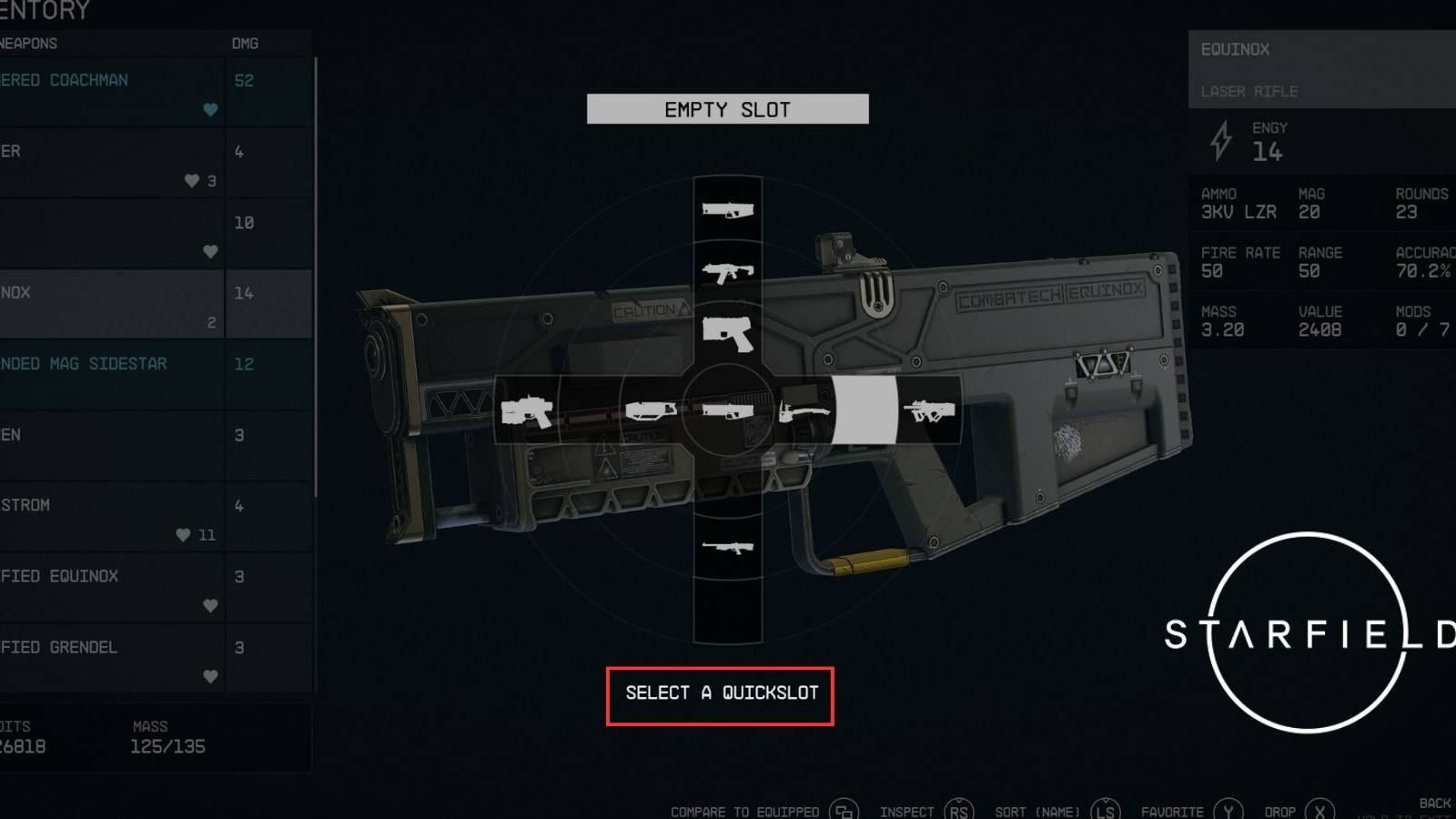 Starfield: How to Add Weapons to Slots