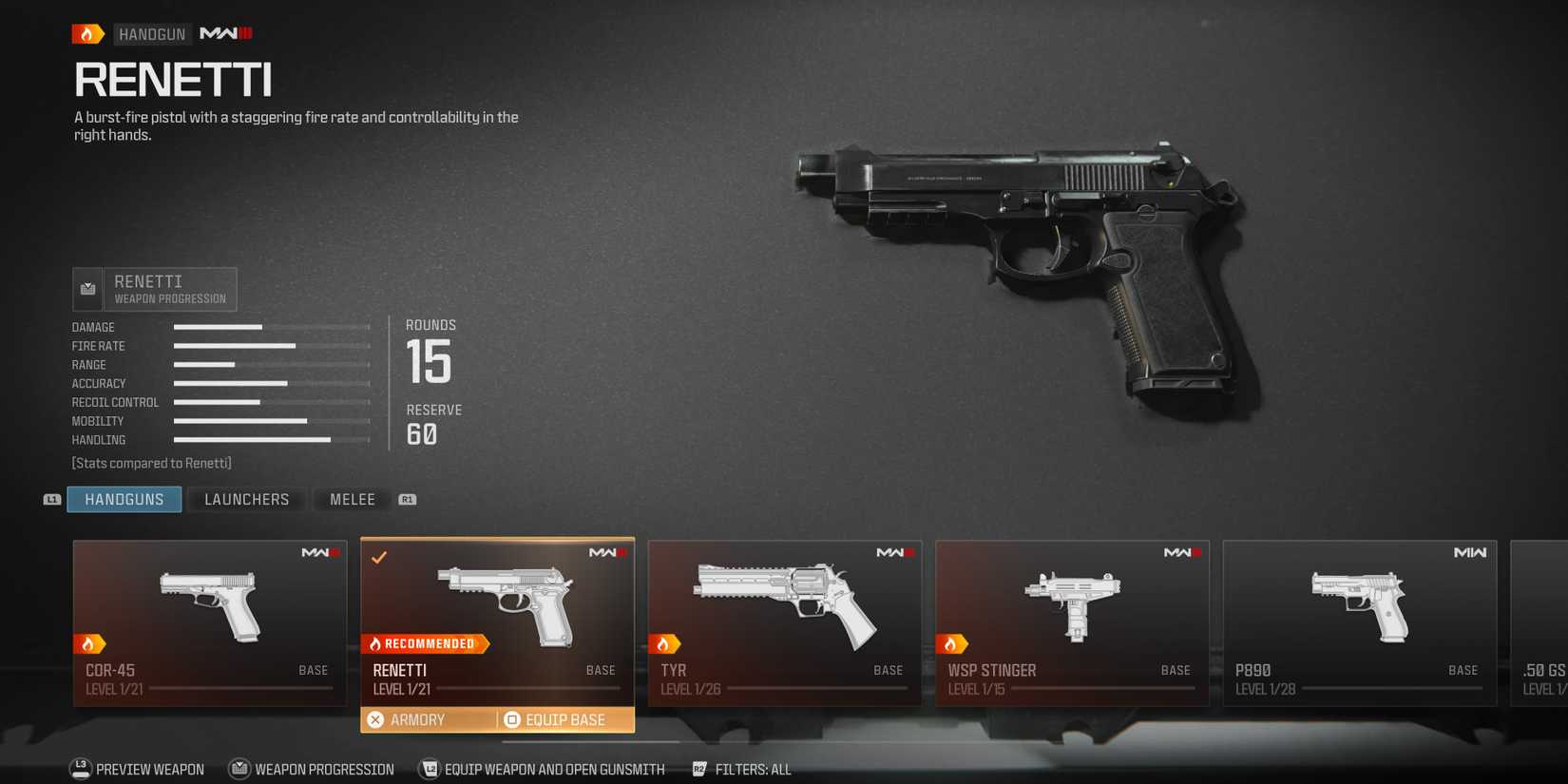 COD MW3: Best Handguns