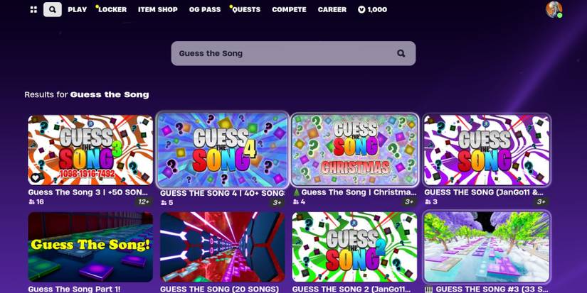 Fortnite: Best Guess the Song Maps Codes