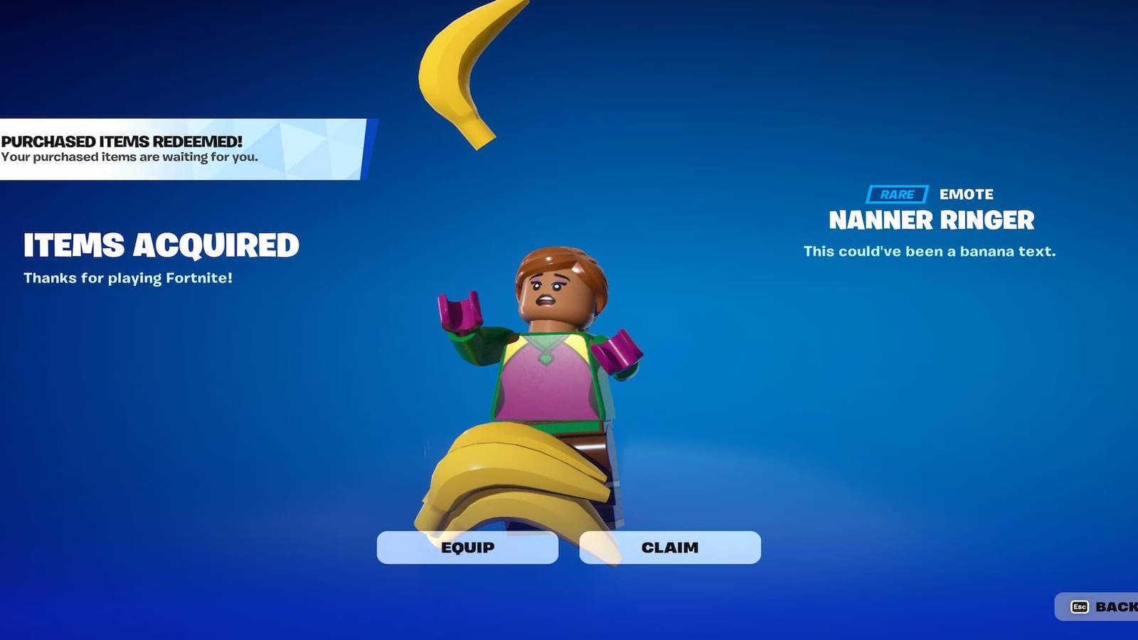 Fortnite: Nanner Ringer Code (& How to Redeem it)