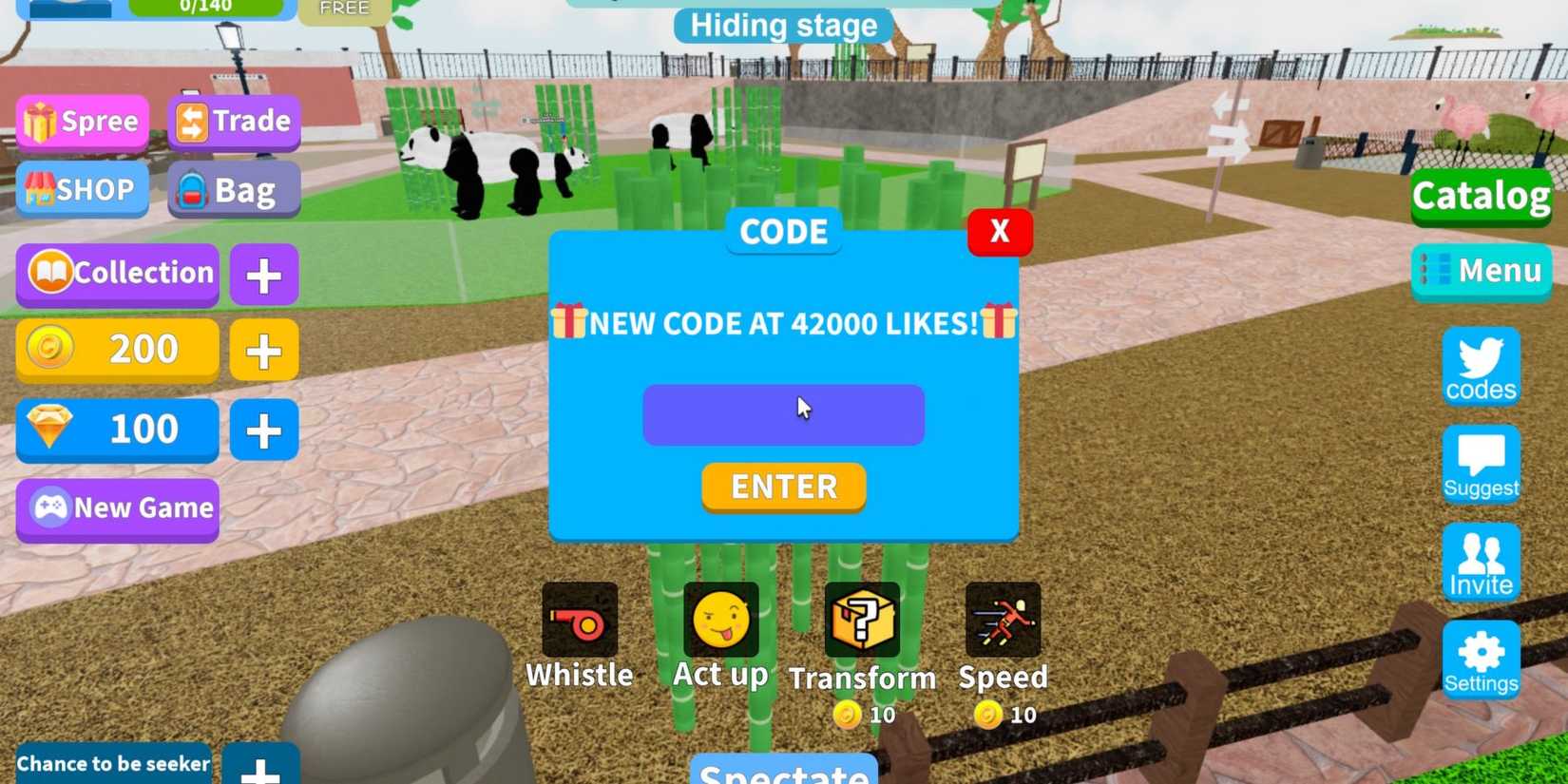 Roblox: Hide & Sneak Transform Codes