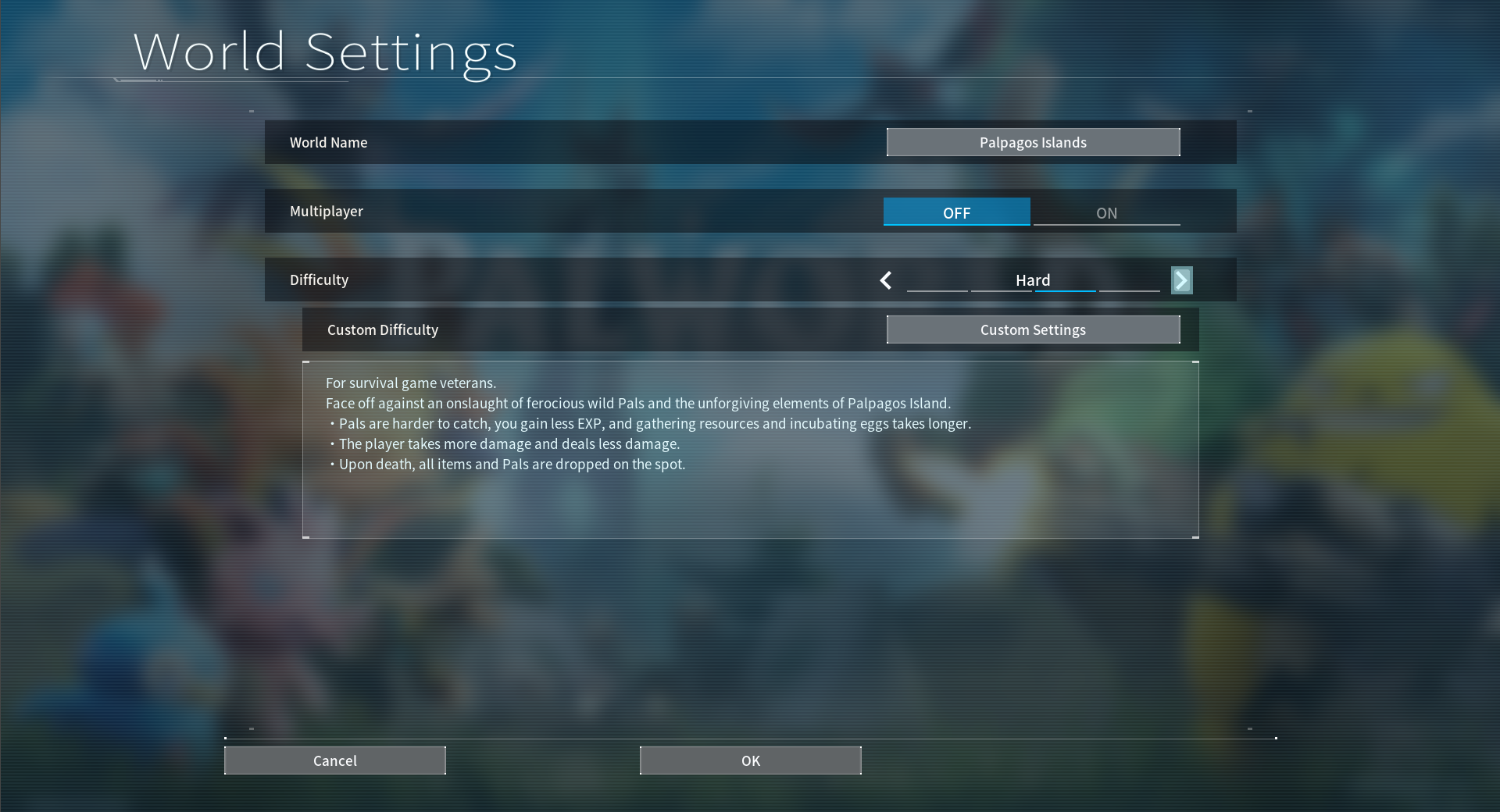 Palworld: All Difficulty Settings