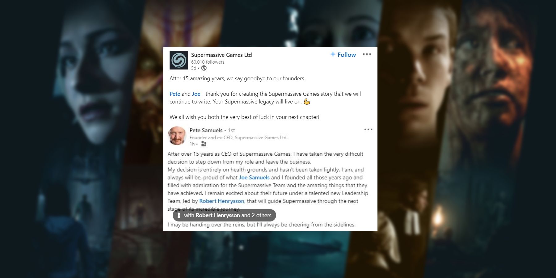 Supermassive Games Co-Founders Stepping Down After More Than 15 Years