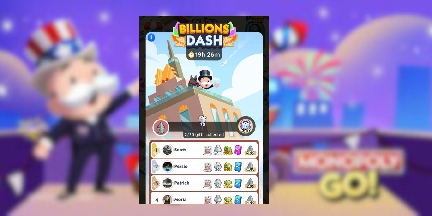 Billions Dash Rewards and Milestone in Monopoly GO