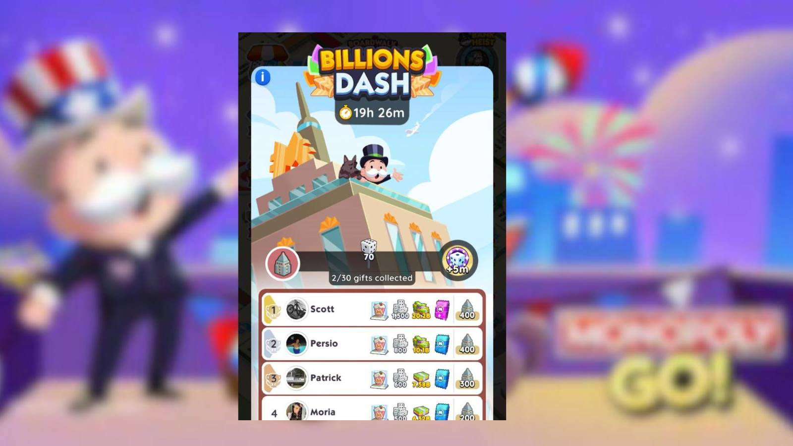 Billions Dash Rewards and Milestone in Monopoly GO