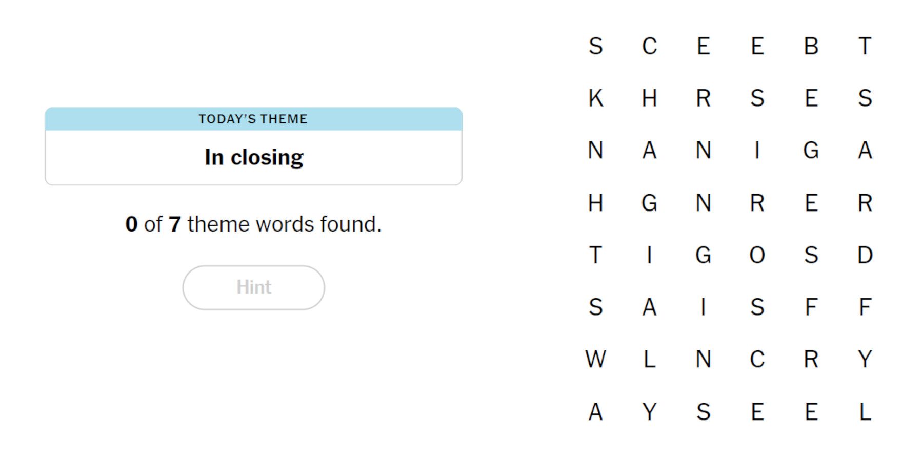 New York Times Strands Hints and Answers for April 10, 2024