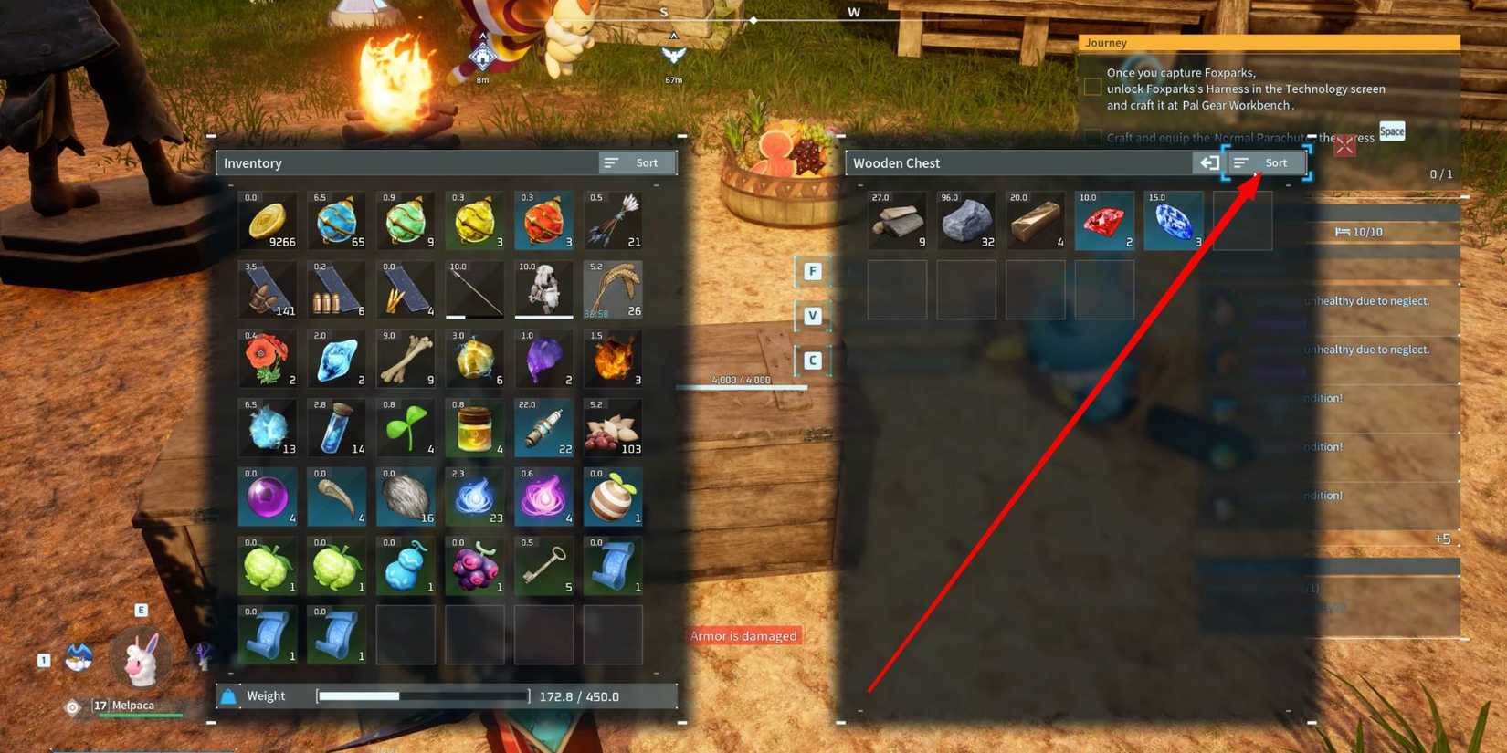 Palworld: How to Sort and Filter Storage