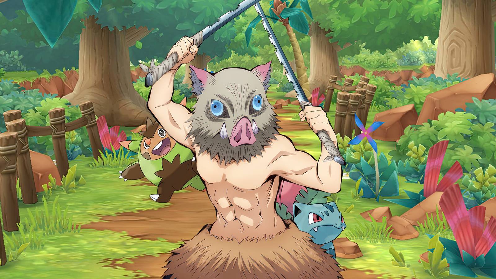 Impressive Art Gives Demon Slayer's Inosuke a Pokemon Team