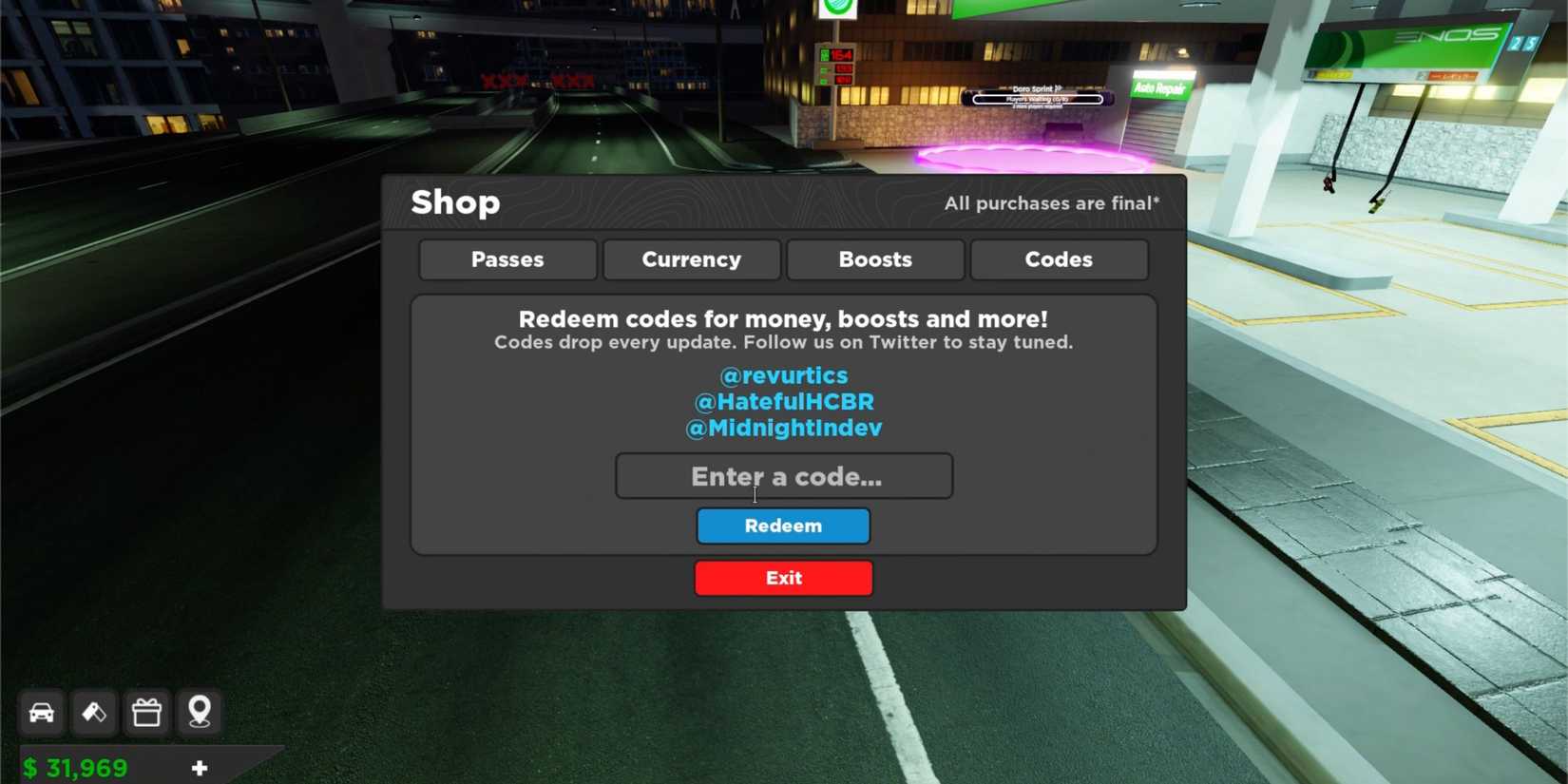 Roblox: Midnight Chasers Highway Racing Codes