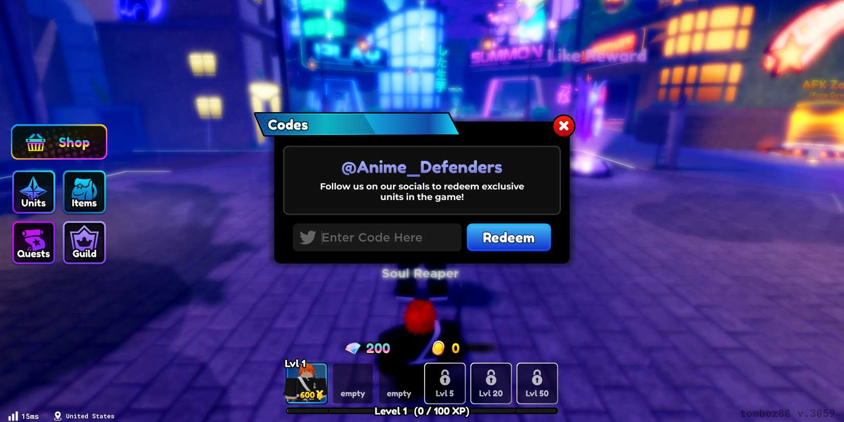 Roblox: Anime Defenders Codes