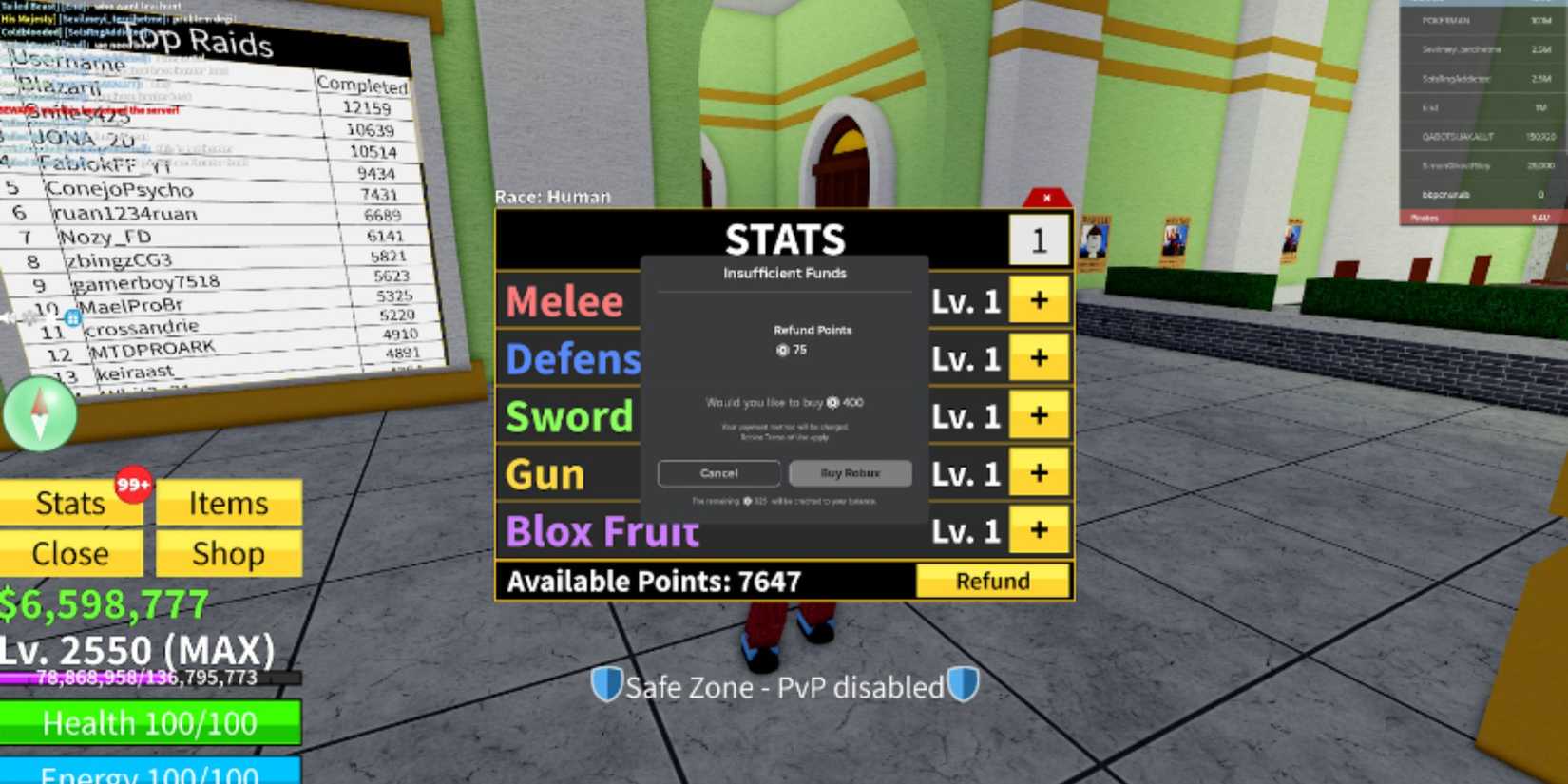 How to Reset Stats in Blox Fruits