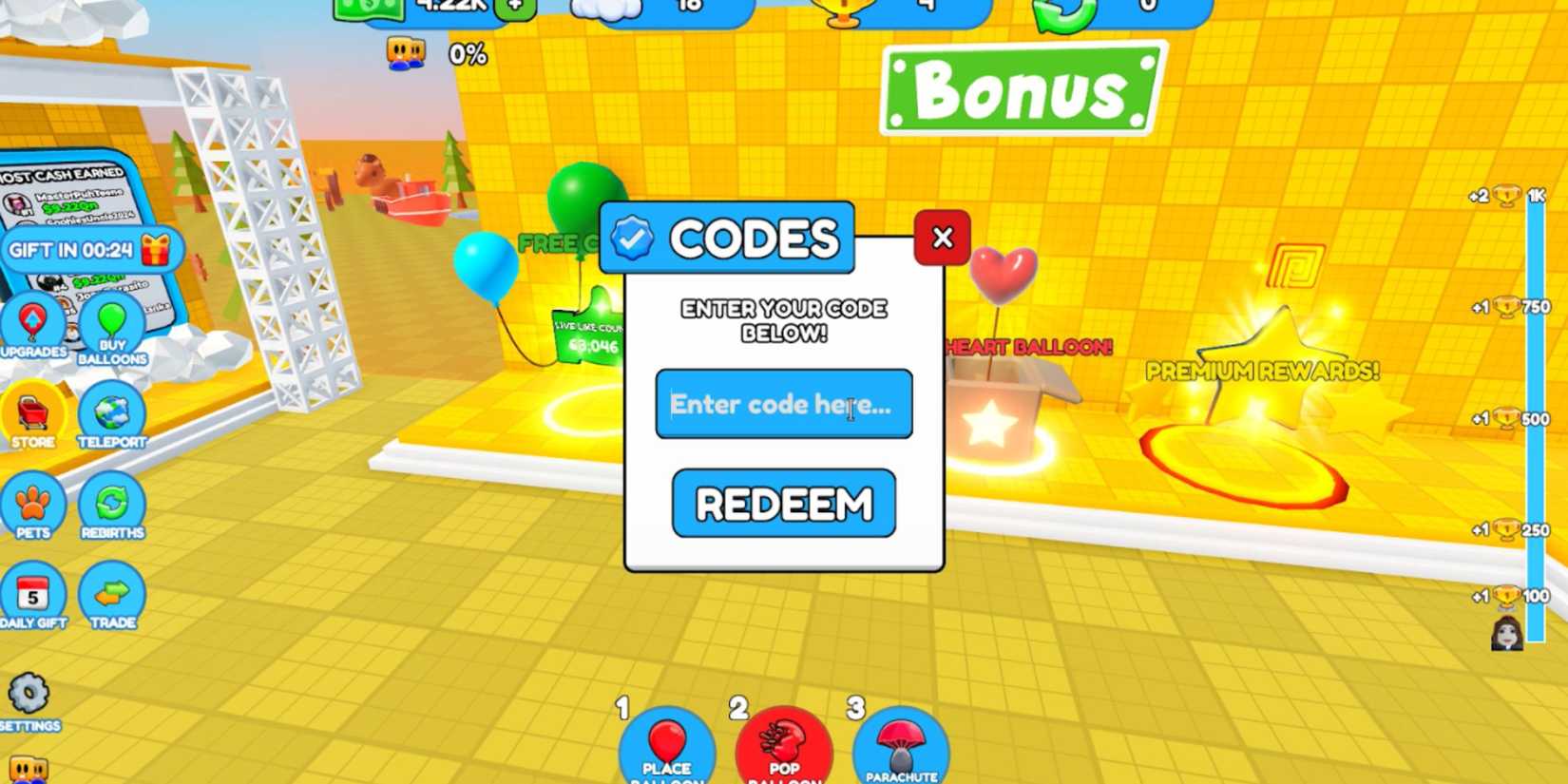 Roblox: Balloon Simulator Codes