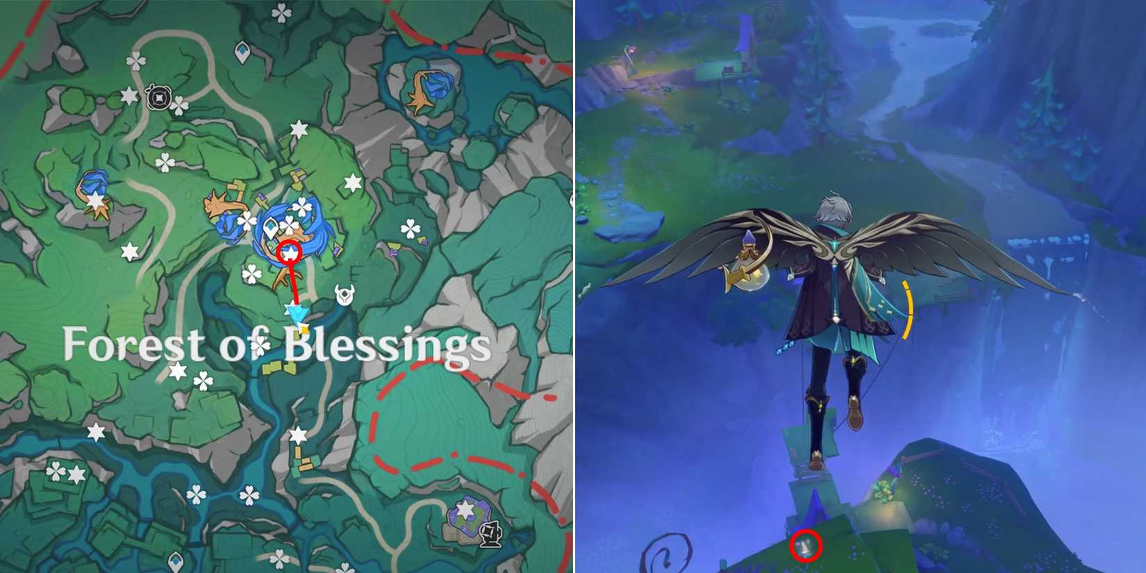 Excerpts Of Bliss In Forest Of Blessings - Genshin Impact Simulanka Jubilant Feather Locations