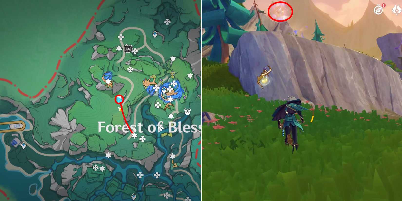 Excerpts Of Bliss In Forest Of Blessings - Genshin Impact Simulanka Jubilant Feather Locations