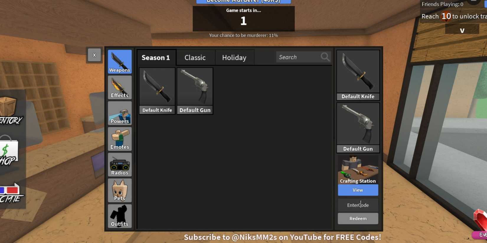 Roblox: Nik’s Murder Sandbox Codes