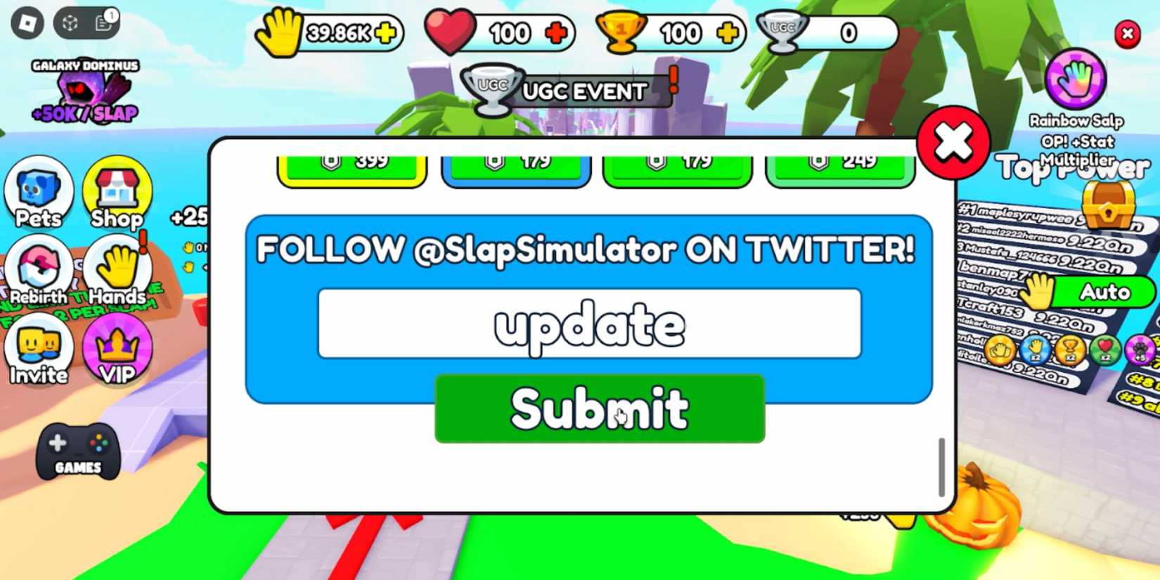 Roblox: Power Slap Simulator Codes