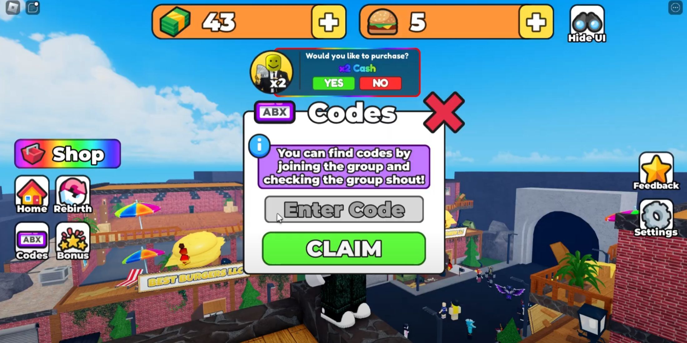 Roblox: SELL BURGERS TO PROVE MOM WRONG Codes