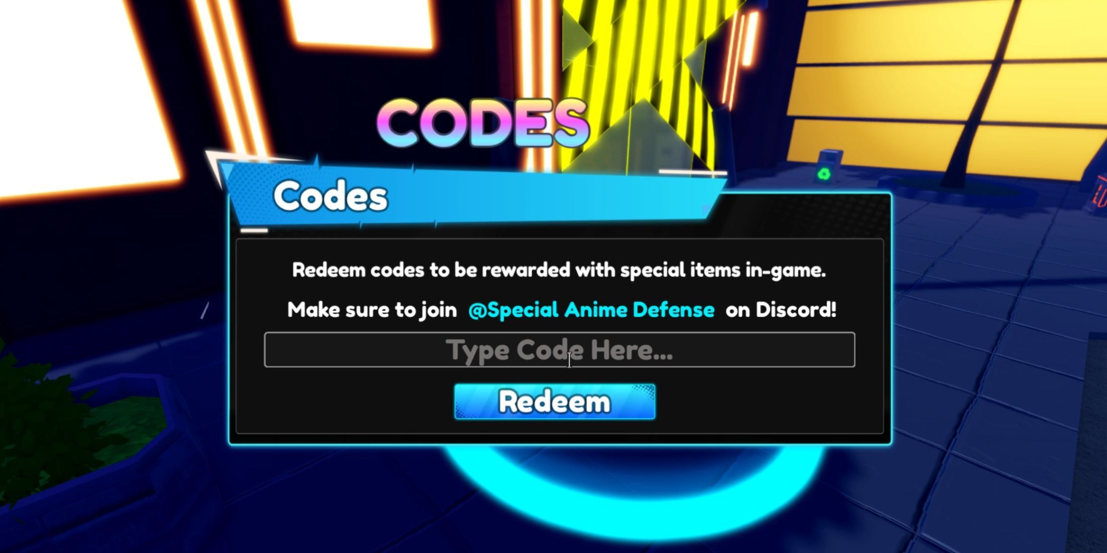 Roblox: Special Anime Defense Codes