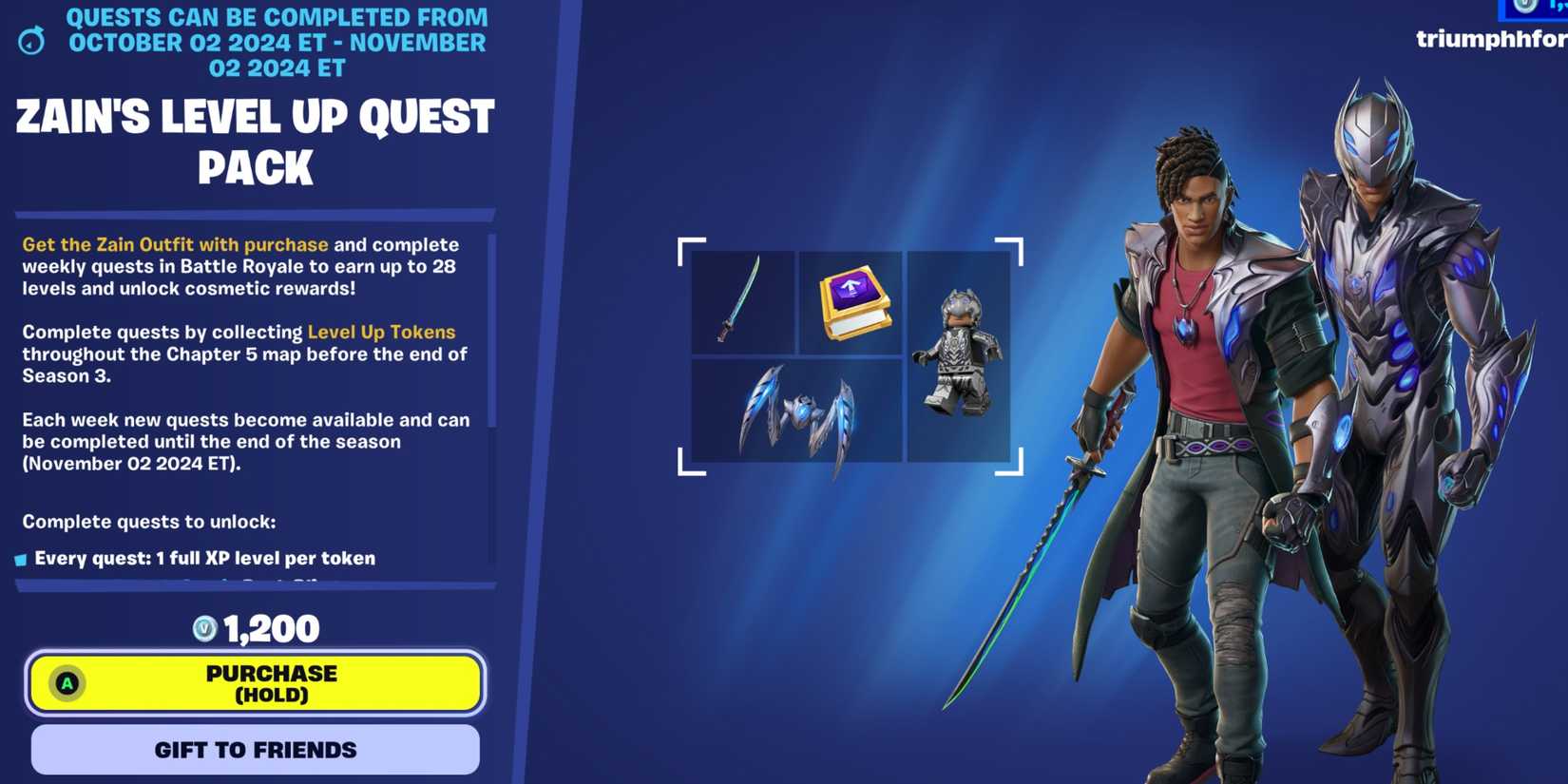 How to Complete Zain's Level Up Quest Pack in Fortnite