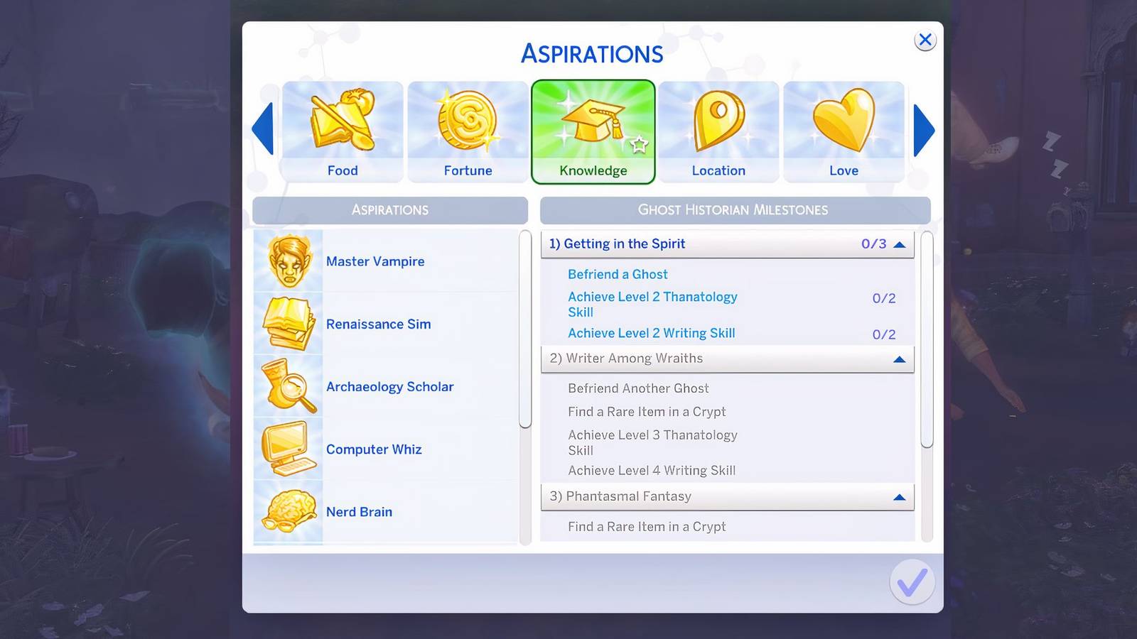 The Sims 4: Ghost Historian Aspiration Guide