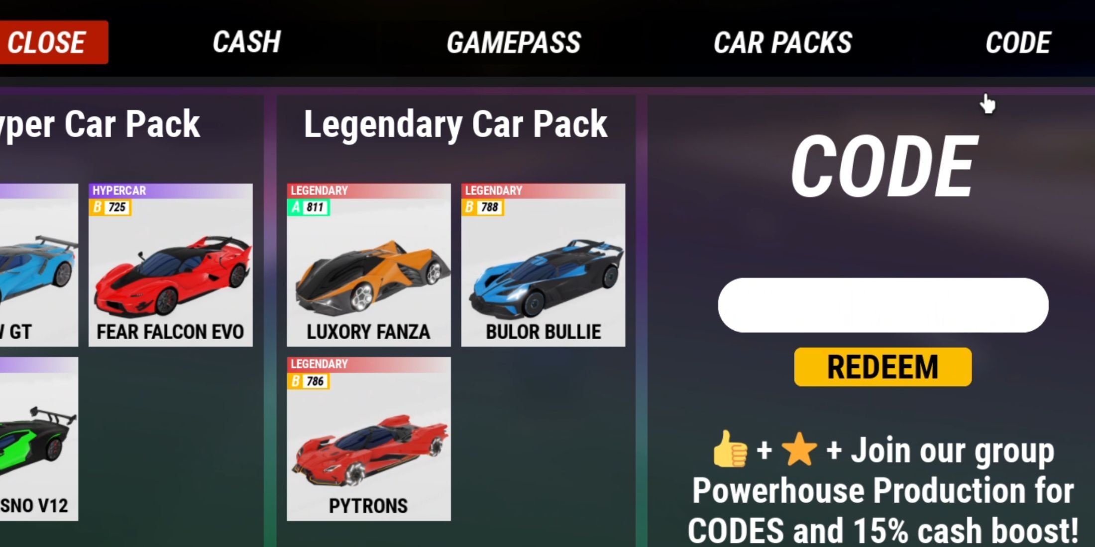 Roblox: Drive X Codes