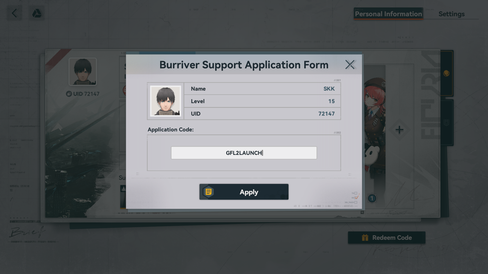 All Active GFL2 Codes