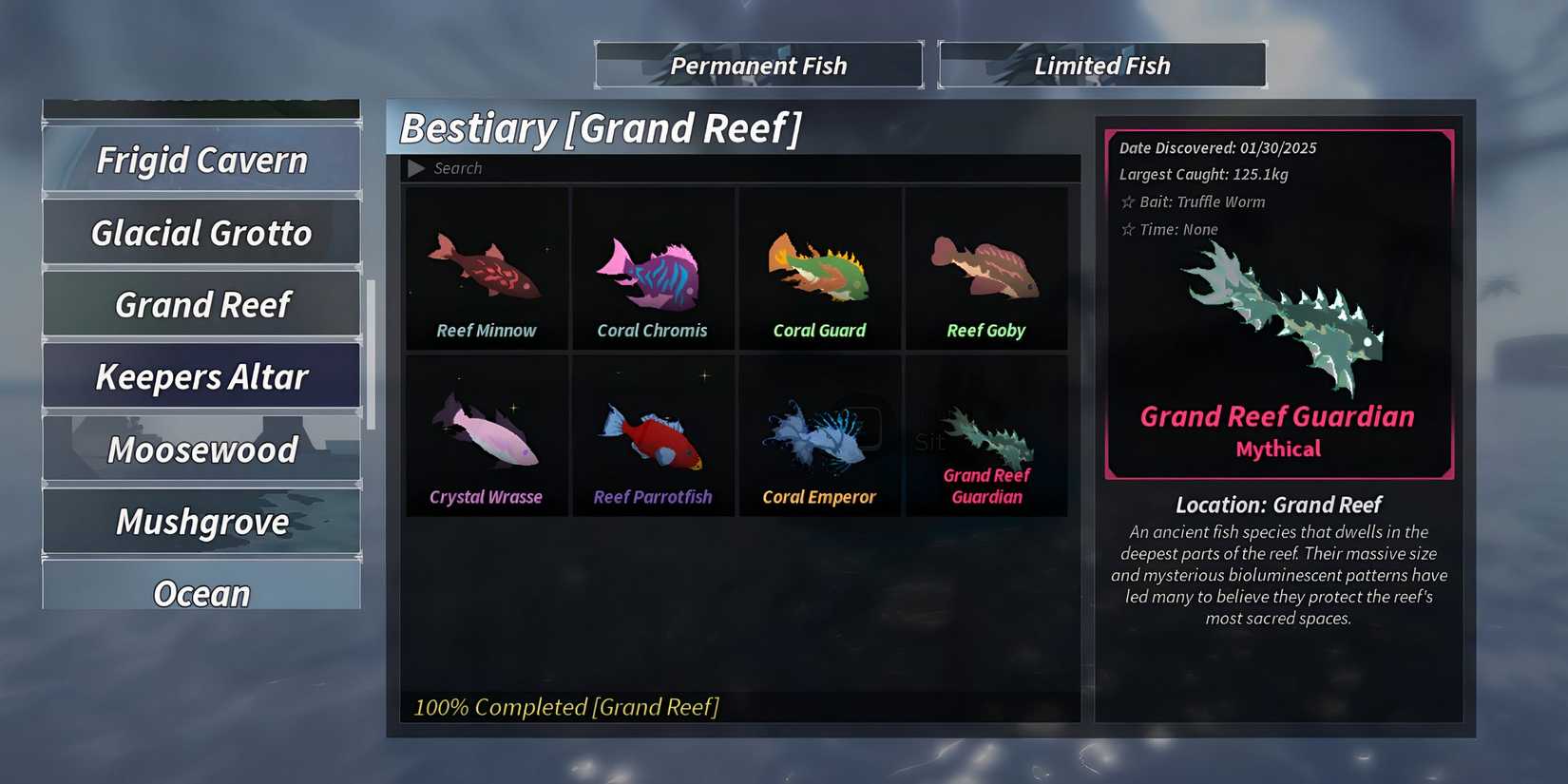 How To Complete The Grand Reef Bestiary In Fisch