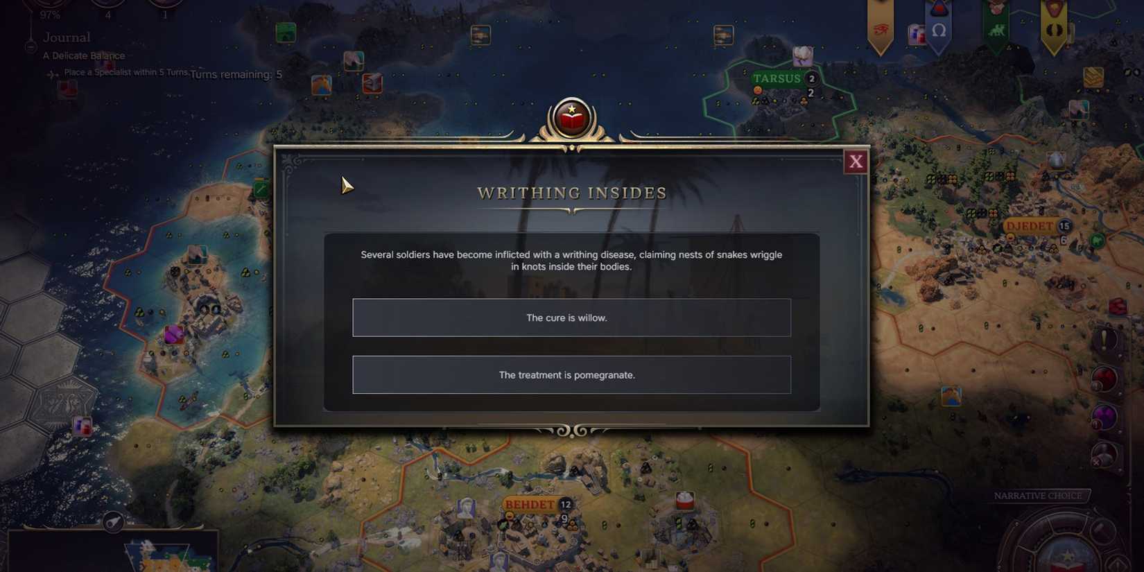 How to Solve the Writhing Insides Narrative Event in Civ 7