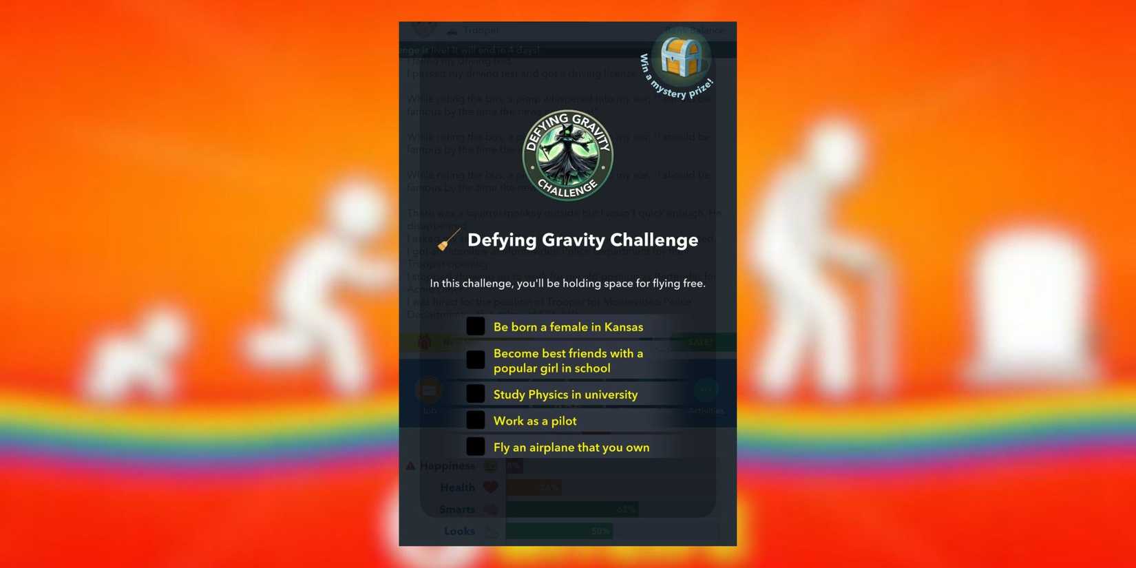 Bitlife: How to Complete the Defying Gravity Challenge