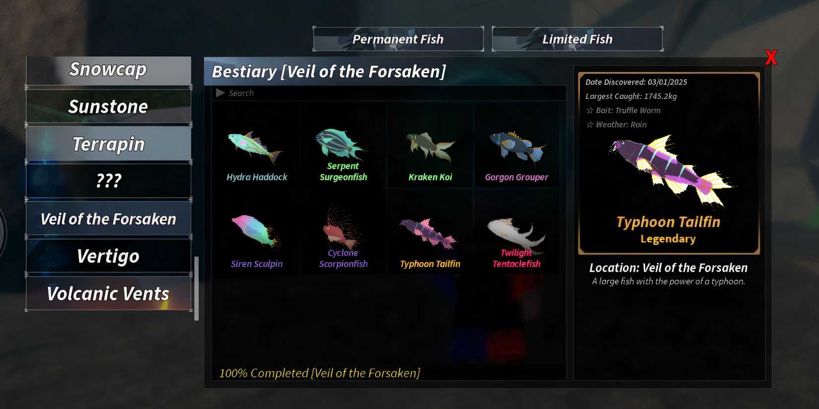 How to Complete Veil of the Forsaken Bestiary In Fisch