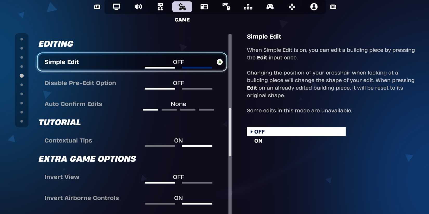 How to Turn Off Simple Edit in Fortnite