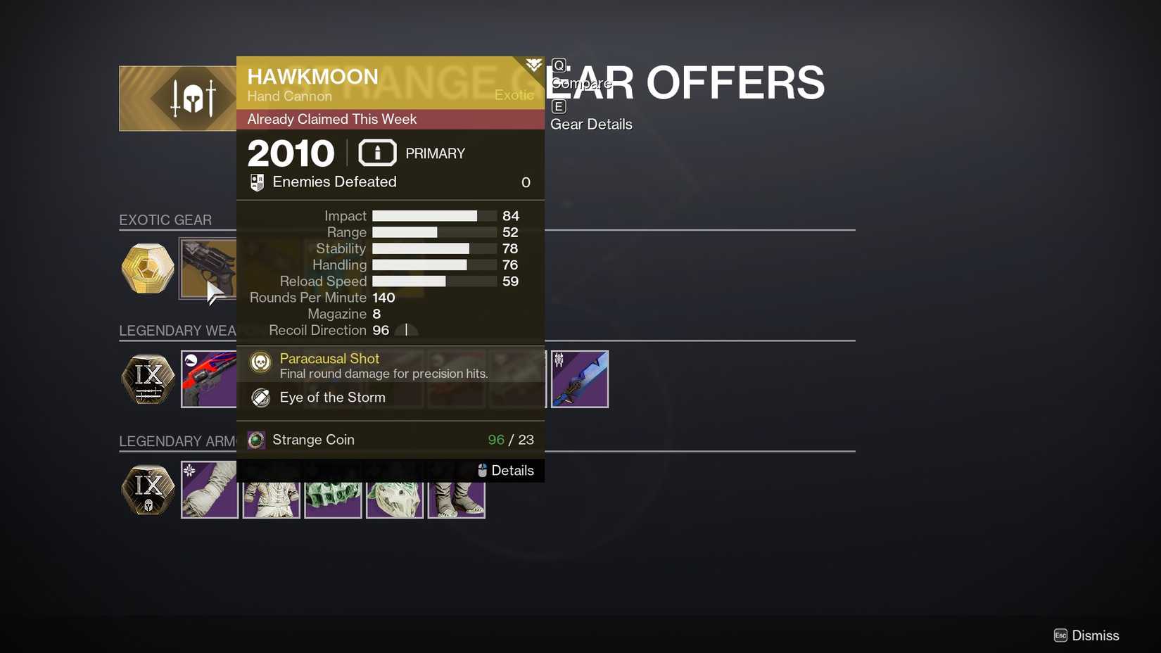 Destiny 2: Hawkmoon God Roll Guide