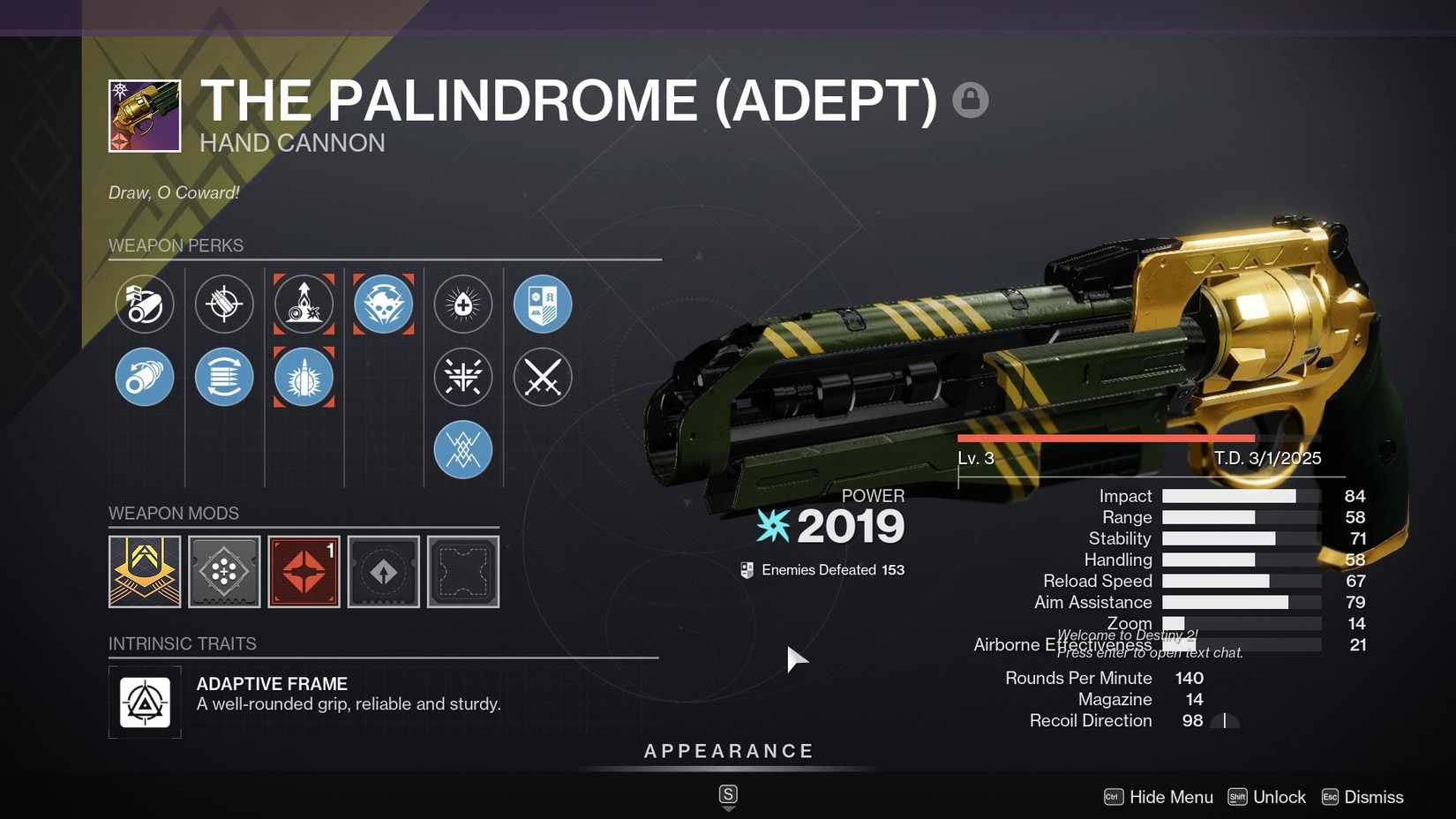 Destiny 2: The Palindrome God Roll Guide