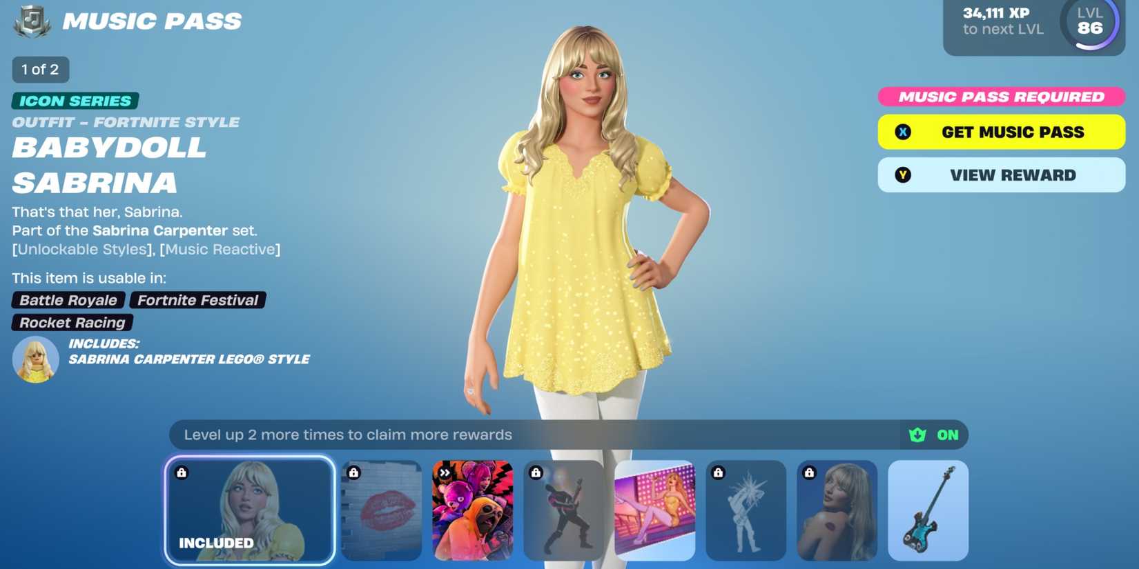Fortnite: All Cosmetics in the Sabrina Carpenter Music Pass