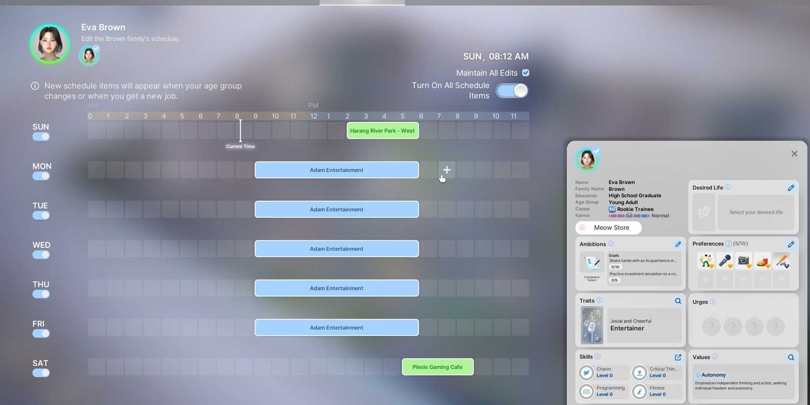 Idol Trainee Career In InZOI