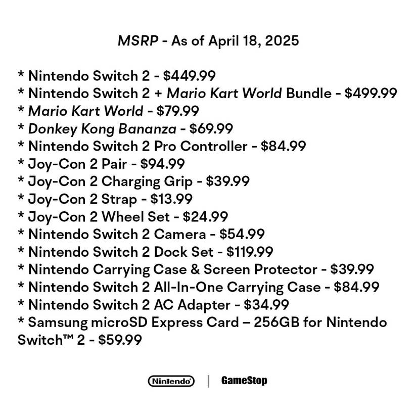 Nintendo Switch 2 Updated Prices Revealed