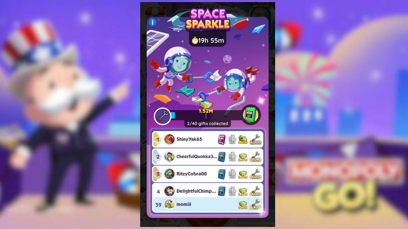 Monopoly GO: Space Sparkle Rewards And Milestones