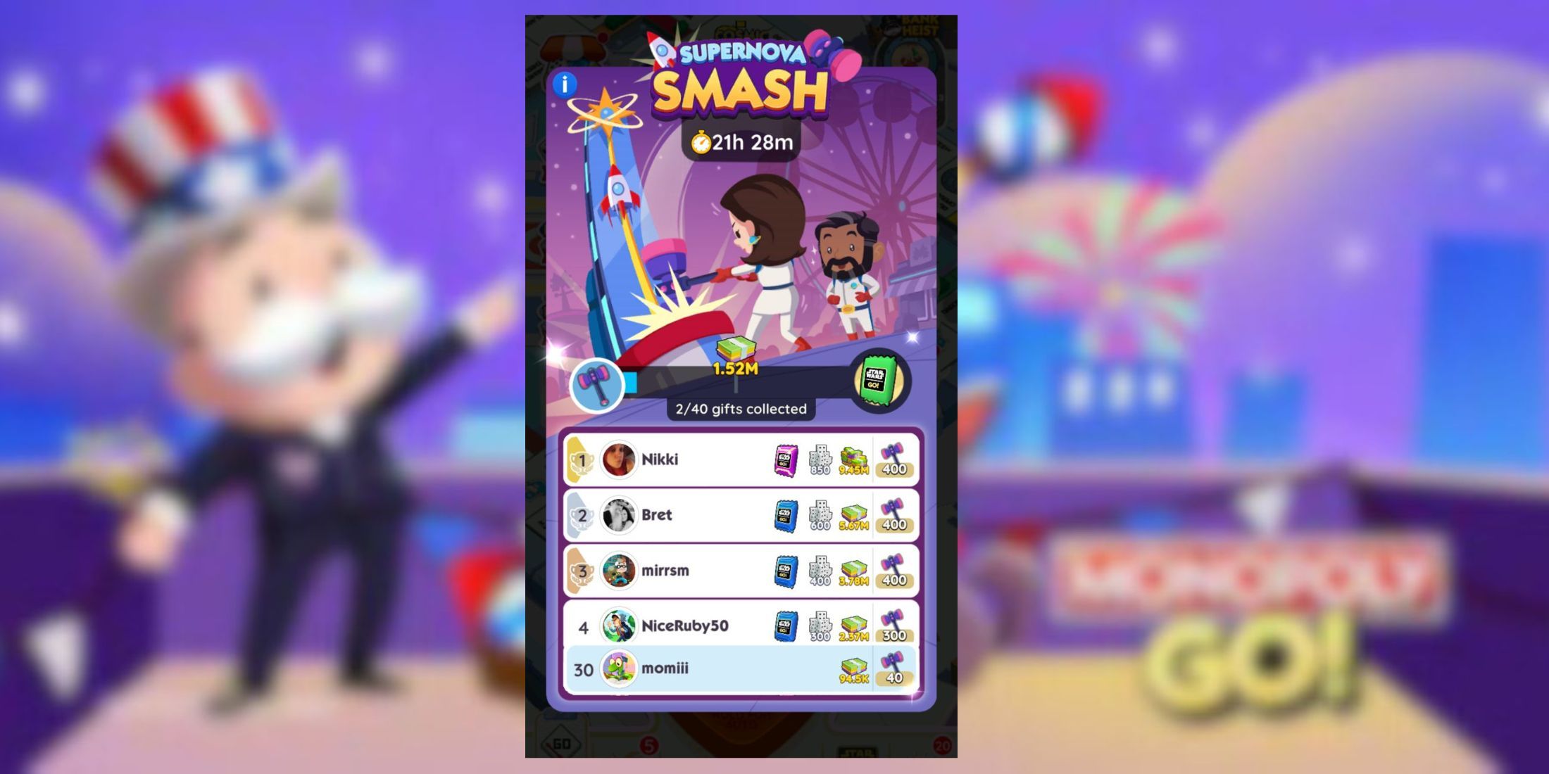 Monopoly GO: Supernova Smash Rewards And Milestones